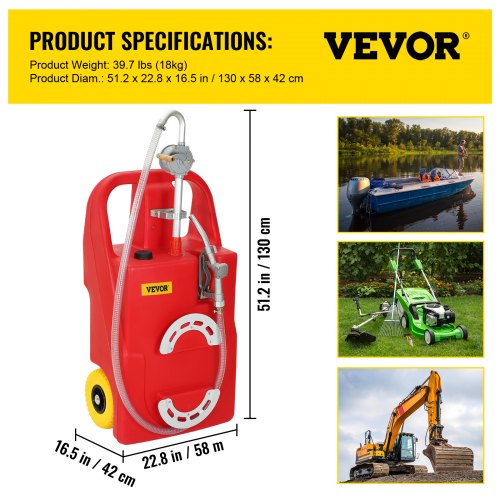 VEVOR Fuel Caddy, 25 Gallon, Portable Fuel Storage Tank On-Wheels, with ...
