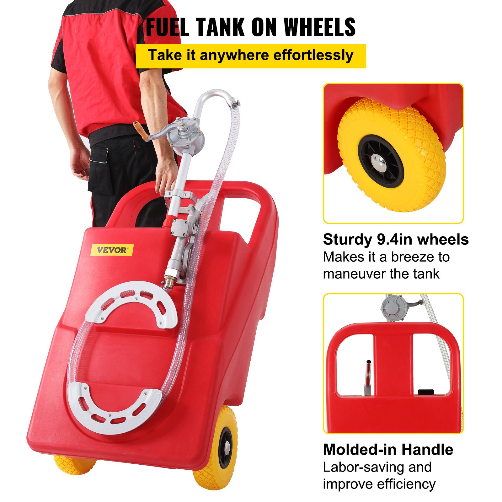 VEVOR Fuel Caddy, 32 Gallon, Portable Fuel Storage Tank On-Wheels, with ...
