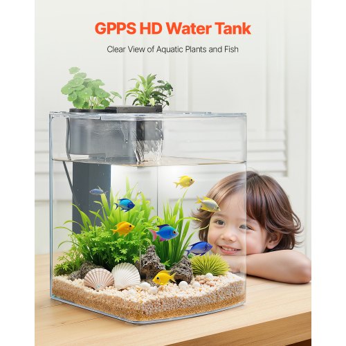 2 Gallon Fish Tank Aquarium Smart Arch Clear GPPS 3 Color Self Cleaning ...