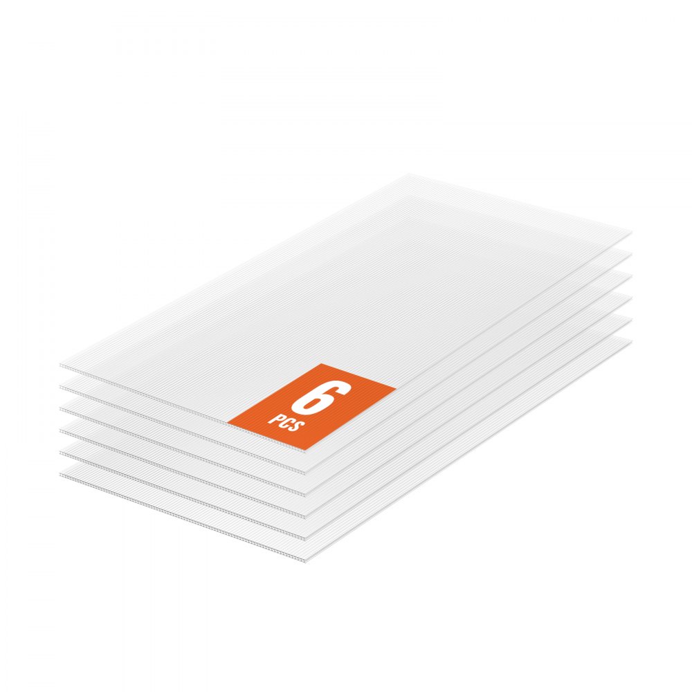 6 Pack Polycarbonate Greenhouse Panels 2' X 4' X 0.16'' Roof Sheets ...