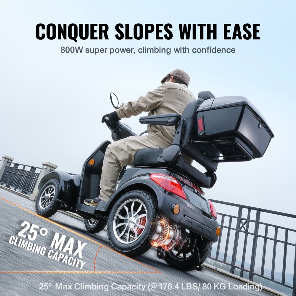 VEVOR Heavy Duty 4-Wheel Mobility Scooters for Seniors & Adults 500lbs ...