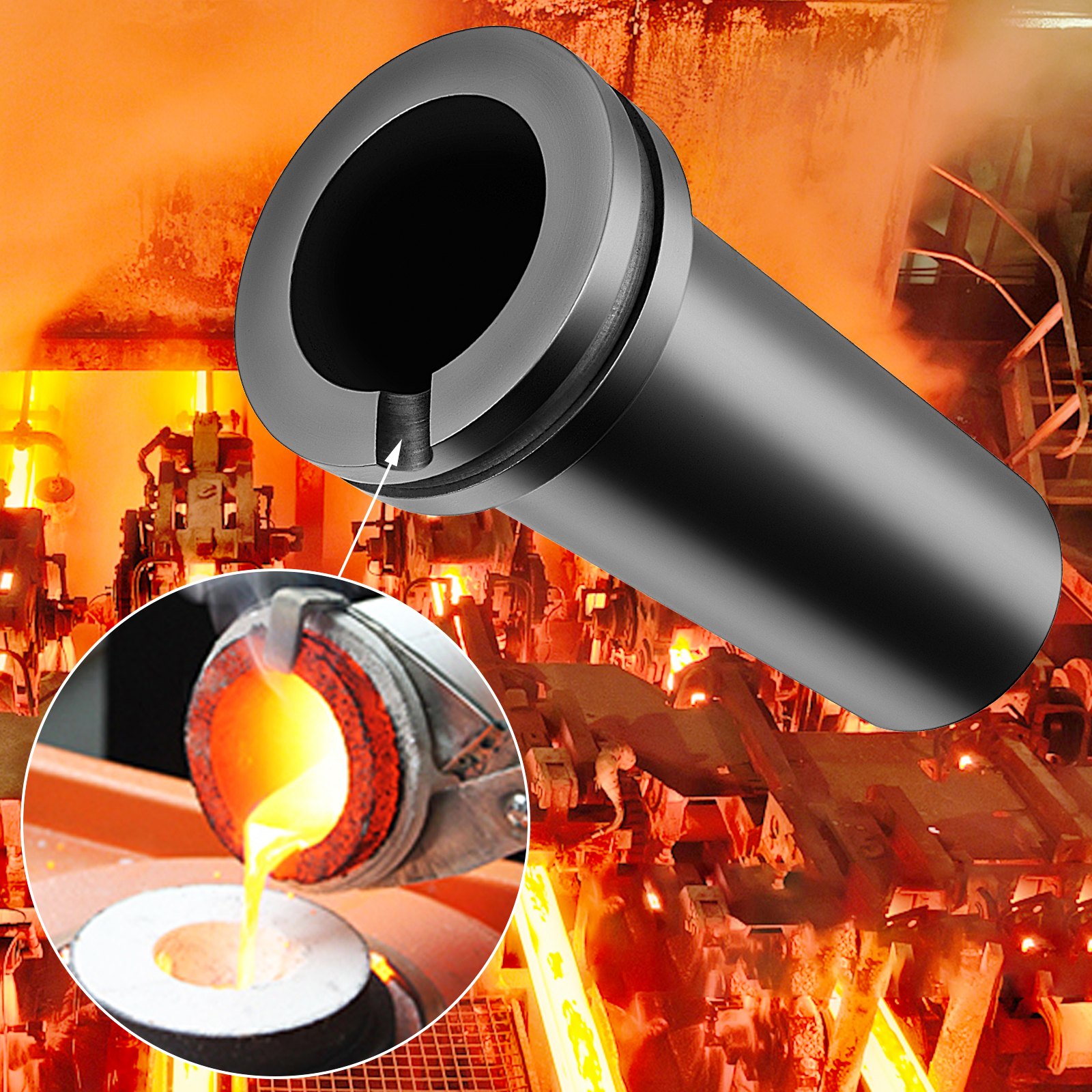 VEVOR High Purity Graphite Crucible, 2 kg Graphite Furnace, Double Ring ...