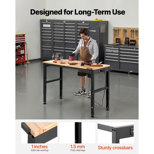 VEVOR Adjustable Workbench, 2000 lbs Capacity, 48 x 20-inch Heavy Duty ...