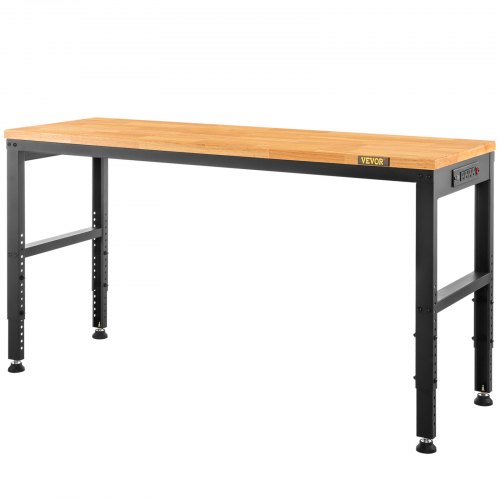VEVOR Workbench Adjustable Height, 61" x 20" Garage Table w/ 27.1" - 36 ...