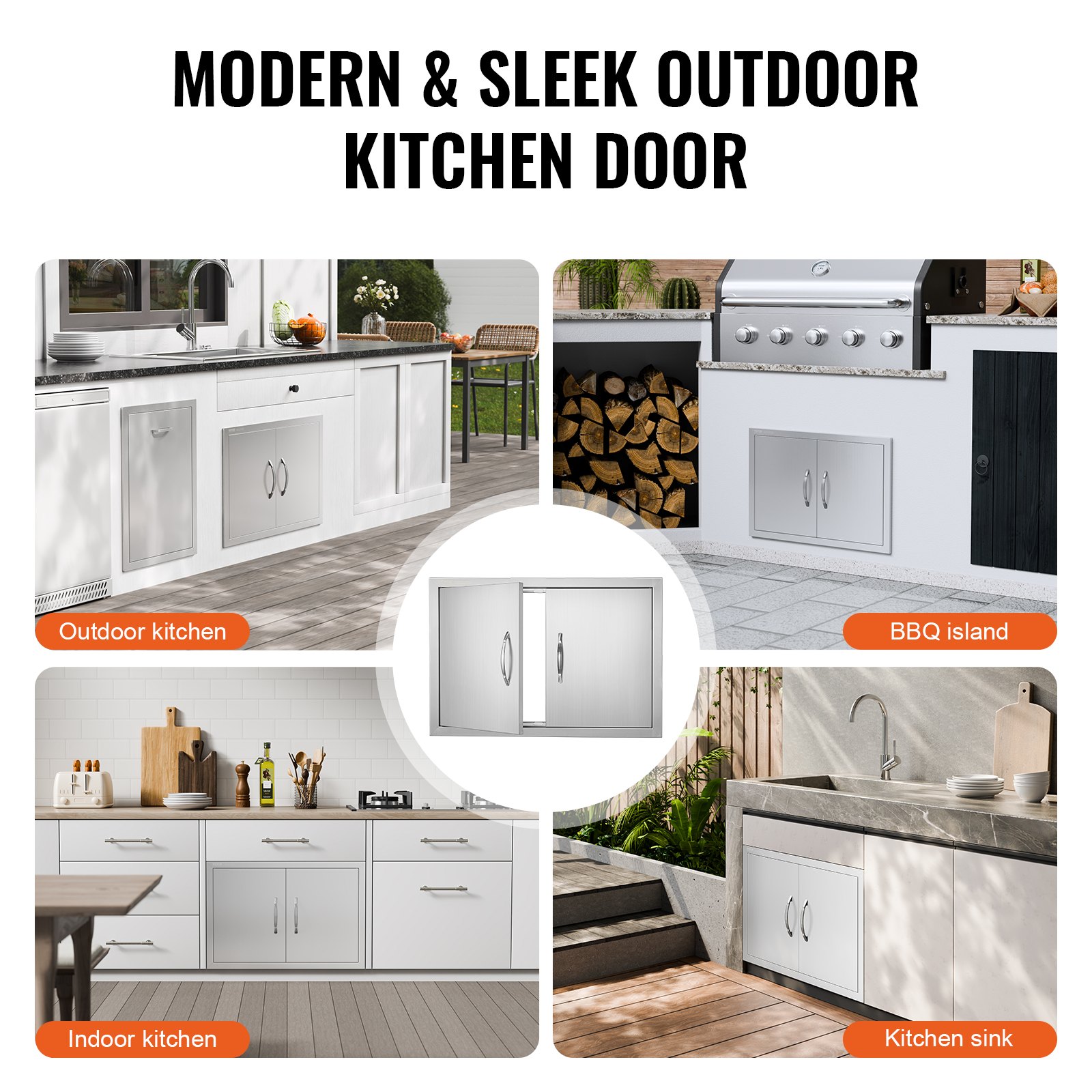 VEVOR BBQ Access Door, 28W x 19H Inch Double Outdoor Kitchen Door ...