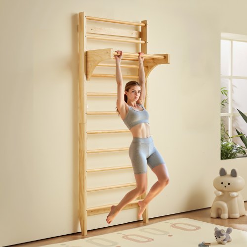 VEVOR Swedish Ladder Wall Gym 10-Level Wooden Indoor Playground ...