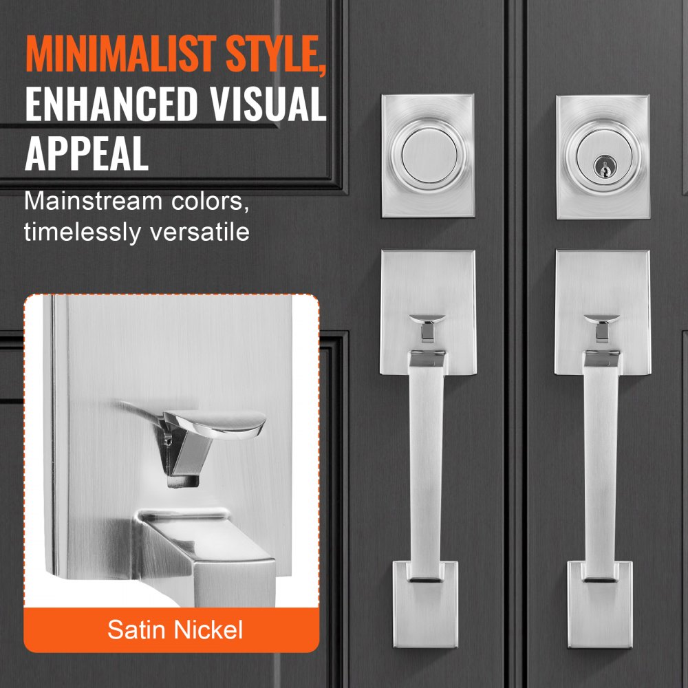 VEVOR Double Door Handle Set, Double Door Lock Set with Reversible ...