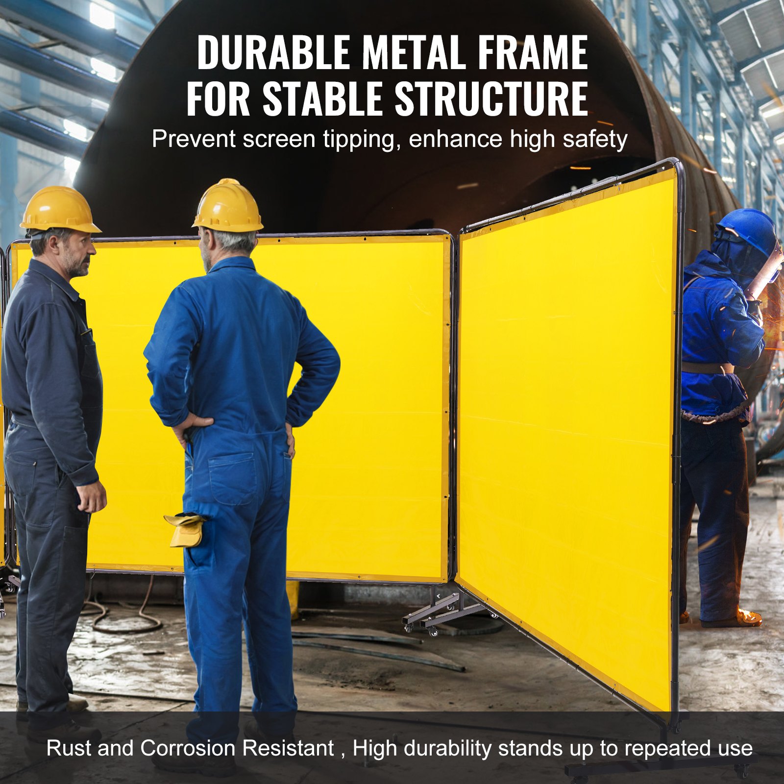 VEVOR Welding Screen with Frame, 6' x 8' 3 Panel Welding Curtain ...