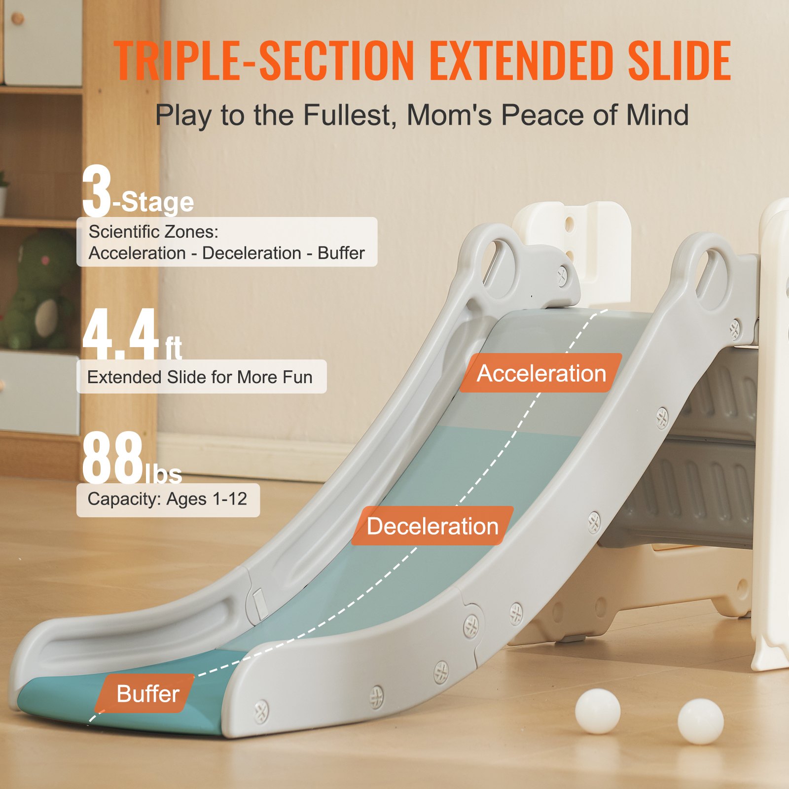 VEVOR Toddler Slide, Kid Slide for Toddlers Age 1-12 with Climbable ...