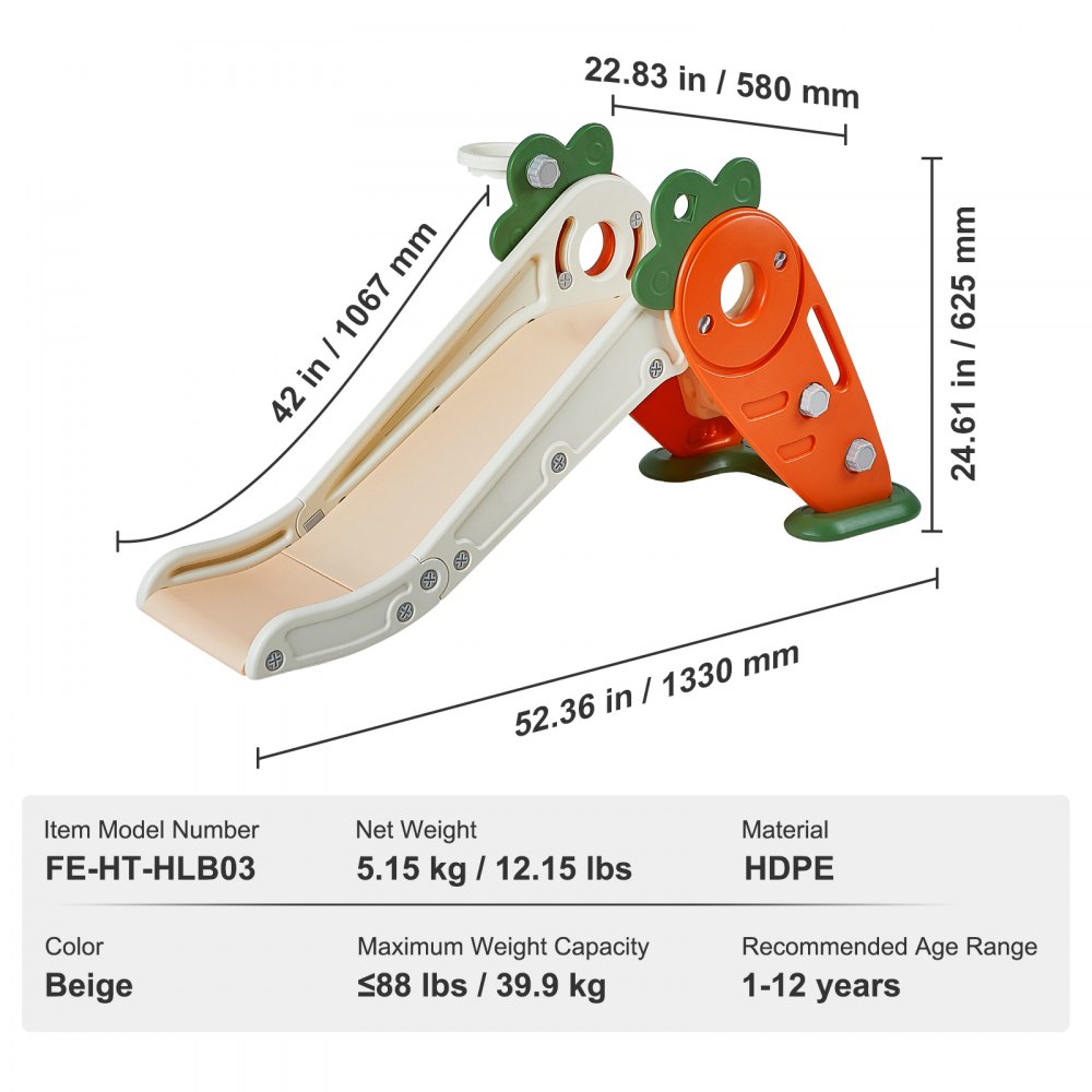 VEVOR Toddler Slide, Kid Slide for Toddlers Age 1-12 w/ Climbable ...