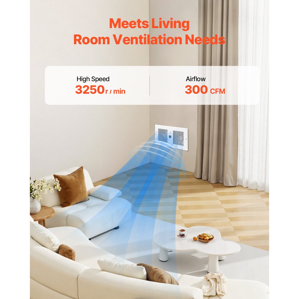 VEVOR 4-Inch Room to Room Fan, 2-in-1 300 CFM Through Wall Fan with ...