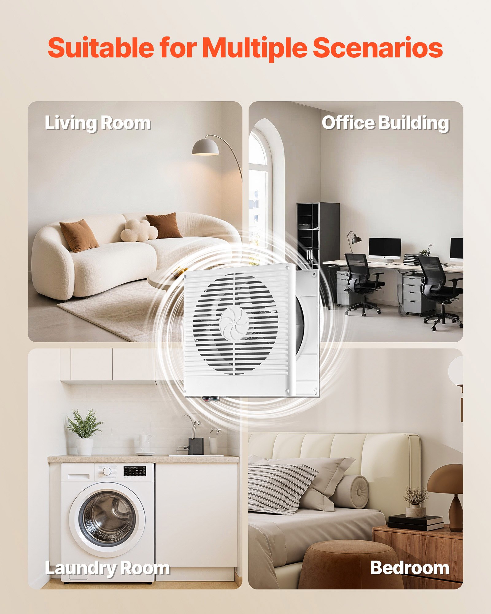 VEVOR Room to Room Transfer Fan – 180 CFM, 8-Inch, 6W