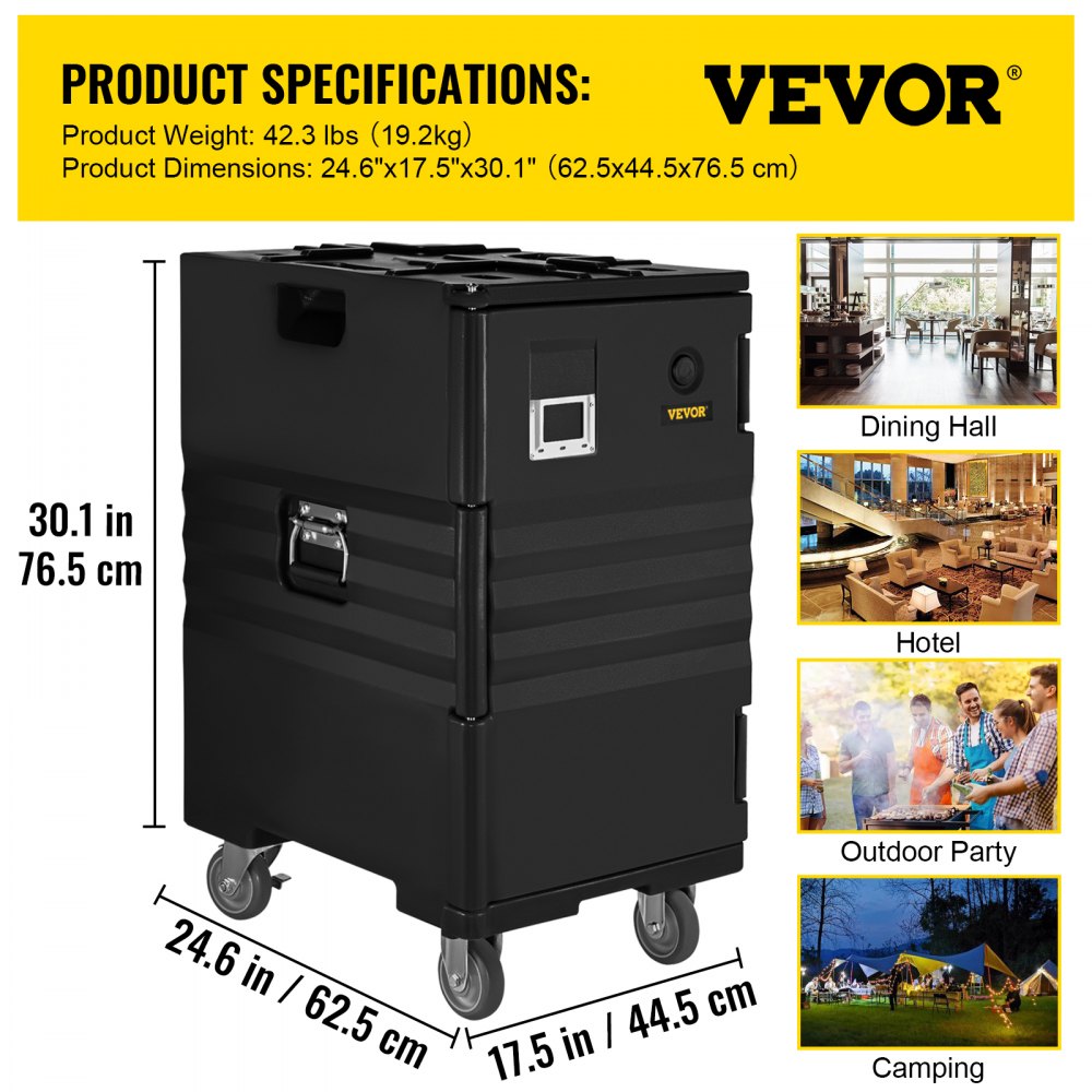 VEVOR Insulated Food Pan Carrier, 109 Qt Hot Box for Catering, LLDPE ...