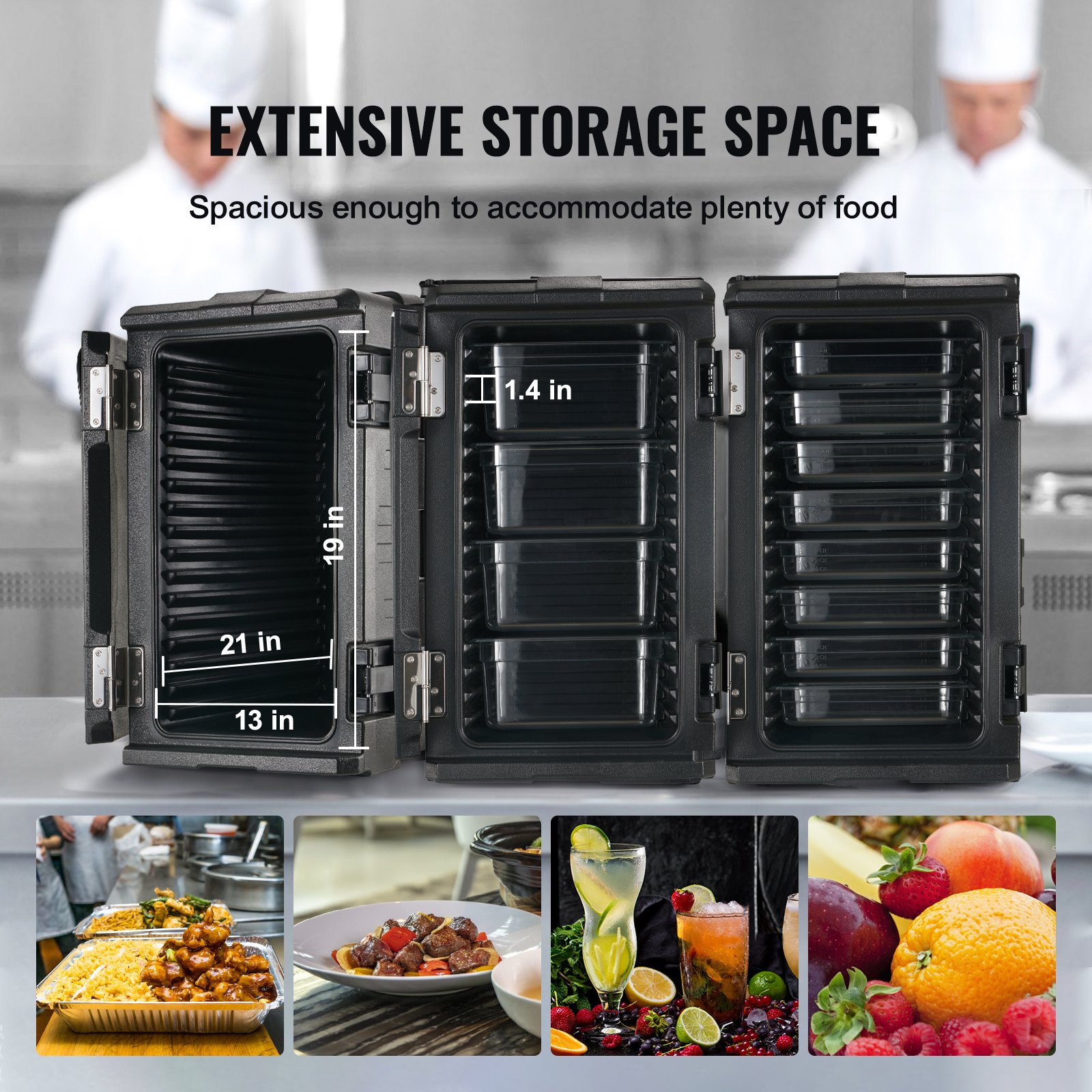 VEVOR Insulated Food Pan Carrier, 109 Qt Hot Box for Catering, LLDPE ...