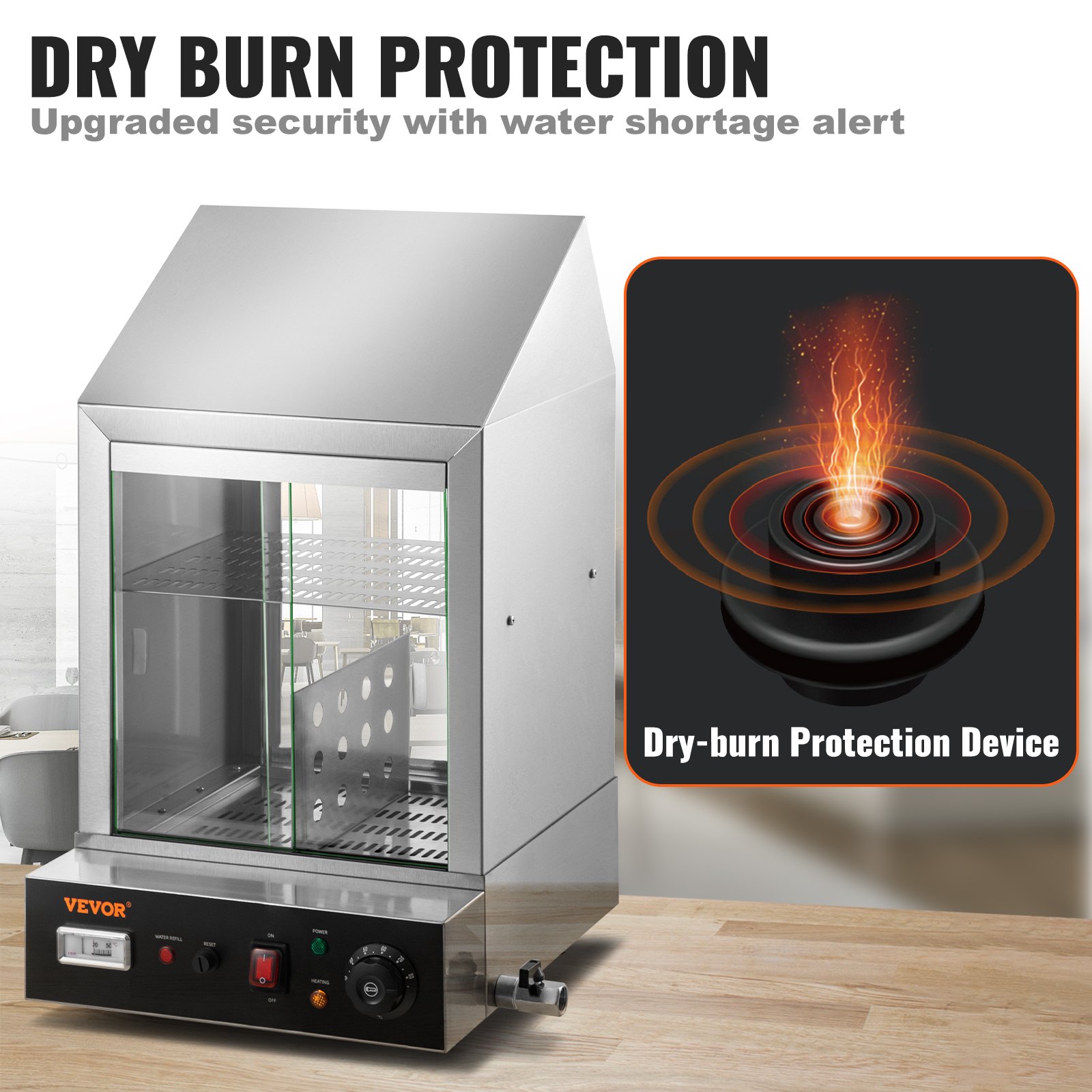VEVOR 1200W Commercial Hot Dog Steamer 2 Tier Electric Bun Warmer w ...