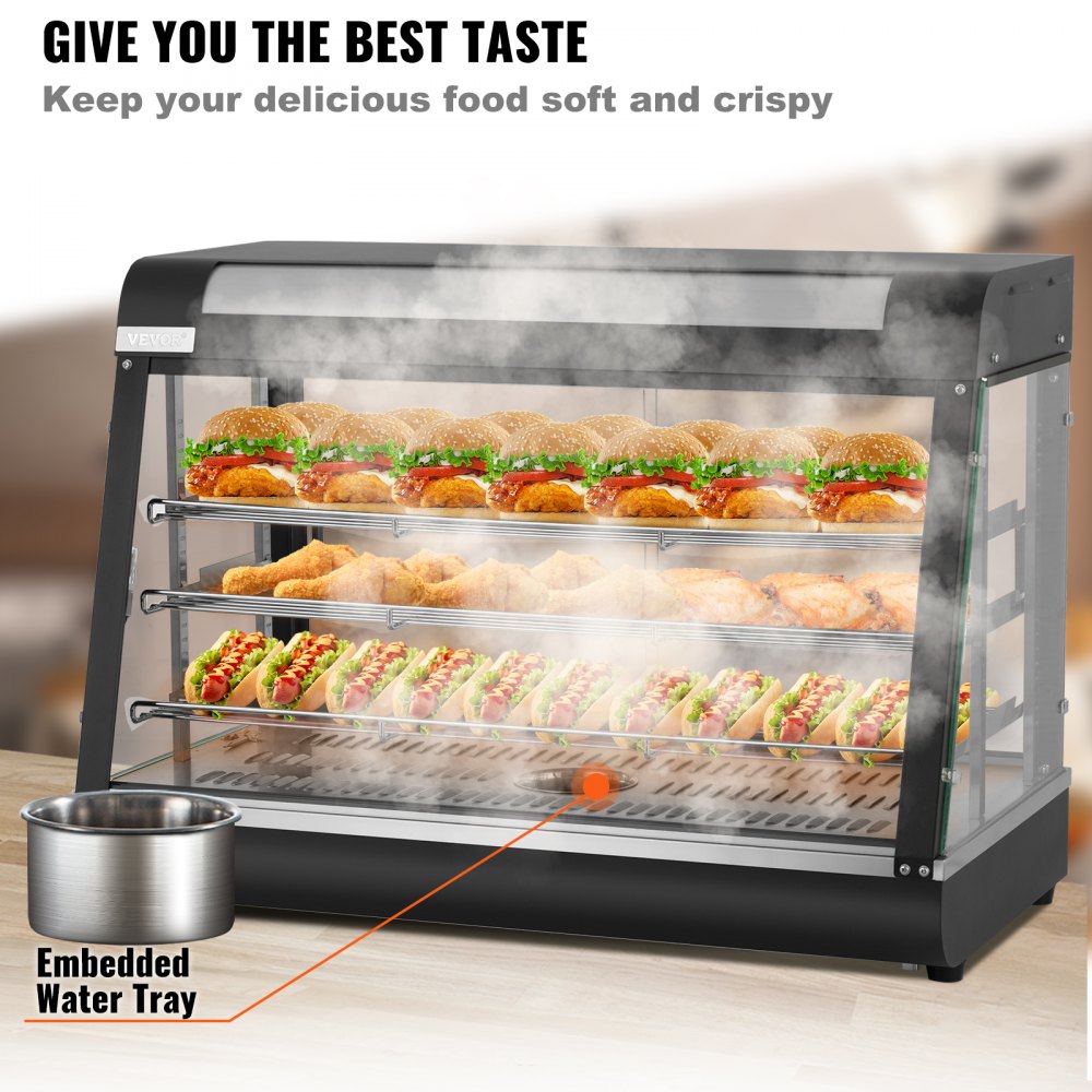 VEVOR Commercial Food Warmer Display, 3 Tiers, 1800W Pizza Warmer w/ 3D ...
