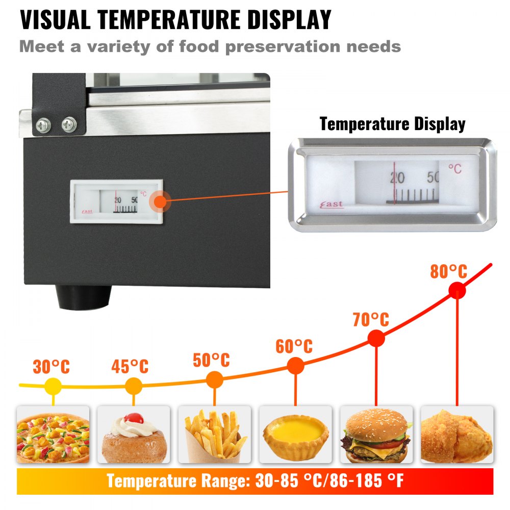 VEVOR Commercial Food Warmer Display, 3 Tiers, 1800W Pizza Warmer w/ 3D ...