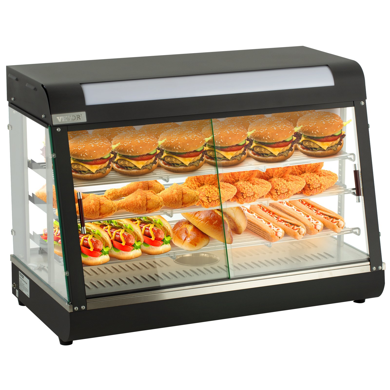 VEVOR 3-Tier Commercial Food Warmer Countertop Pizza Cabinet with Water ...