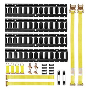 VEVOR E-Track Tie-Down Rail Kit, 4 Pack 2 ft E Track Rails, 20 Pcs ...