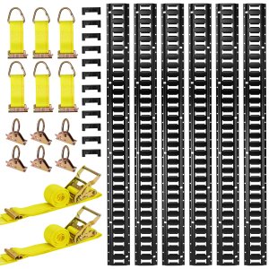 VEVOR E-Track Tie-Down Rail Kit, 6 Pack 5 ft E Track Rails, 26 Pcs ...