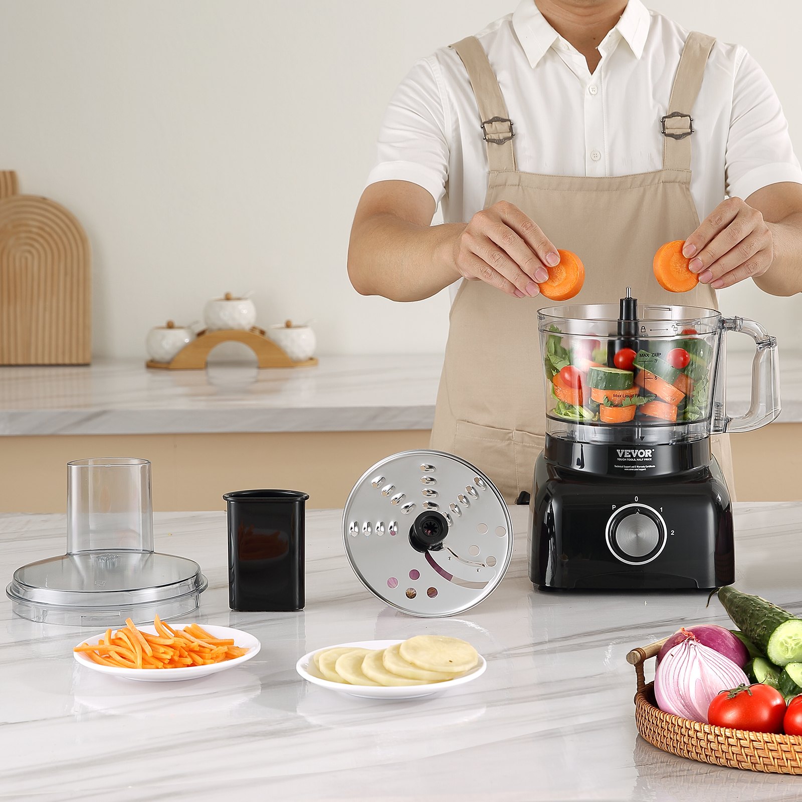 VEVOR Food Processor, 7-Cup Vegetable Chopper for Chopping, Mixing ...