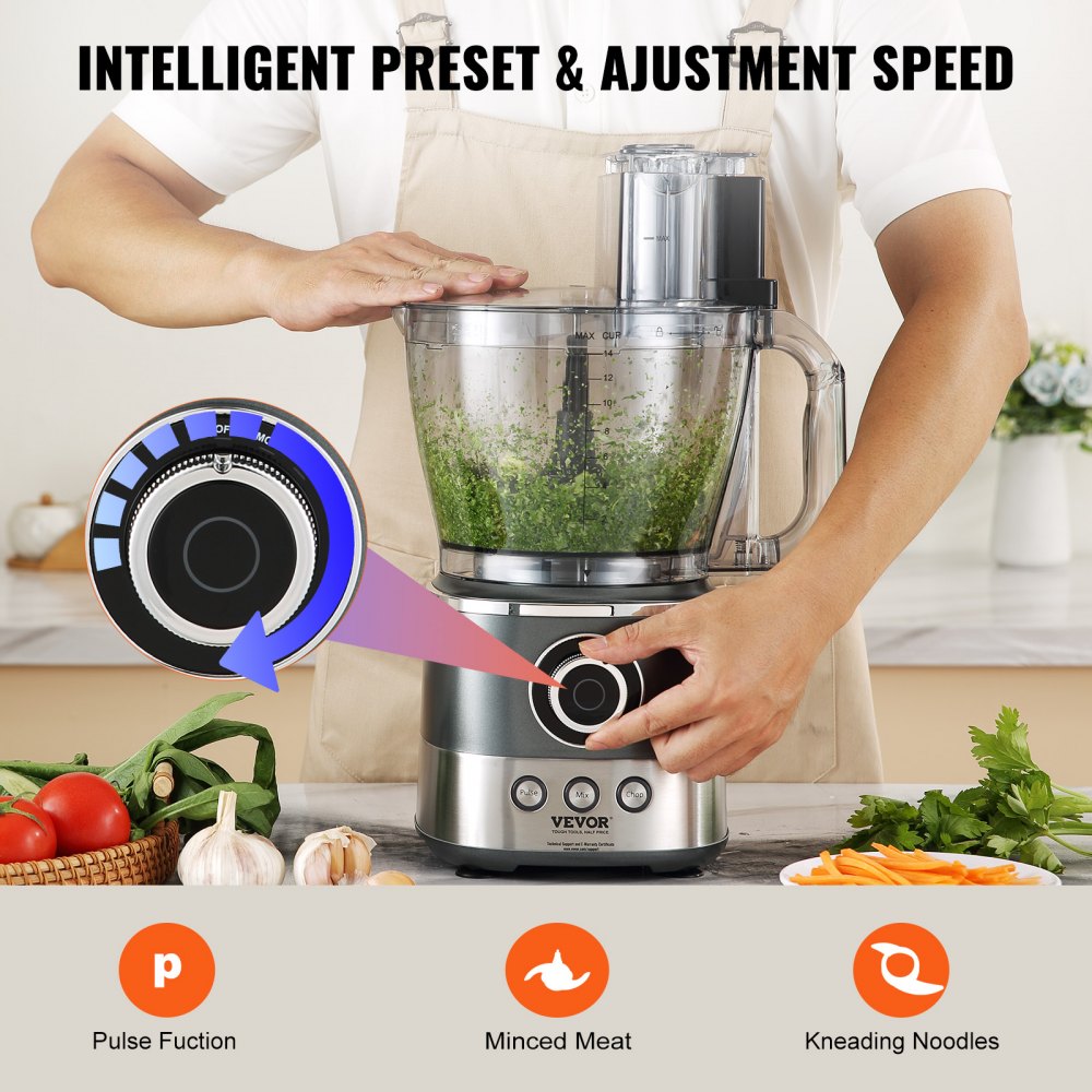 VEVOR Food Processor, 14-Cup Vegetable Chopper for Chopping, Mixing ...