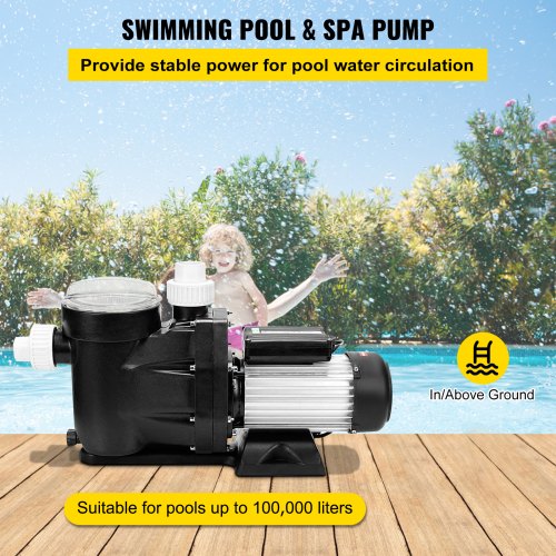 VEVOR Pool Pump 2.5HP, Above Ground Swimming Pool Pump with Filtration ...