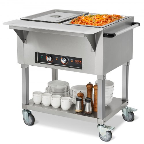 VEVOR 2-Pan Commercial Food Warmer, 2 x 20.6QT Electric Steam Table ...