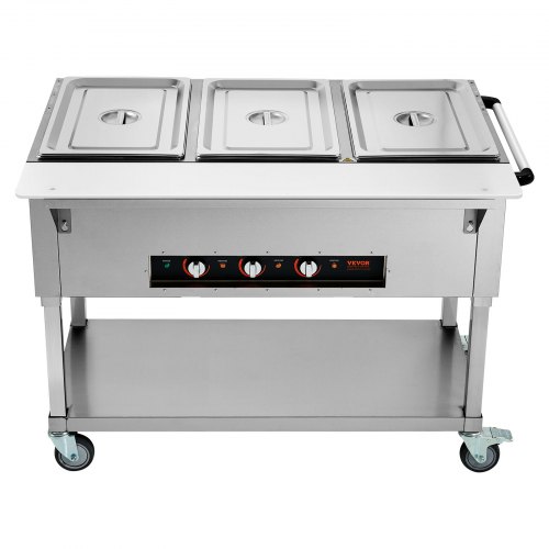 VEVOR 3-Pan Commercial Food Warmer, 3 x 20.6QT Electric Steam Table ...