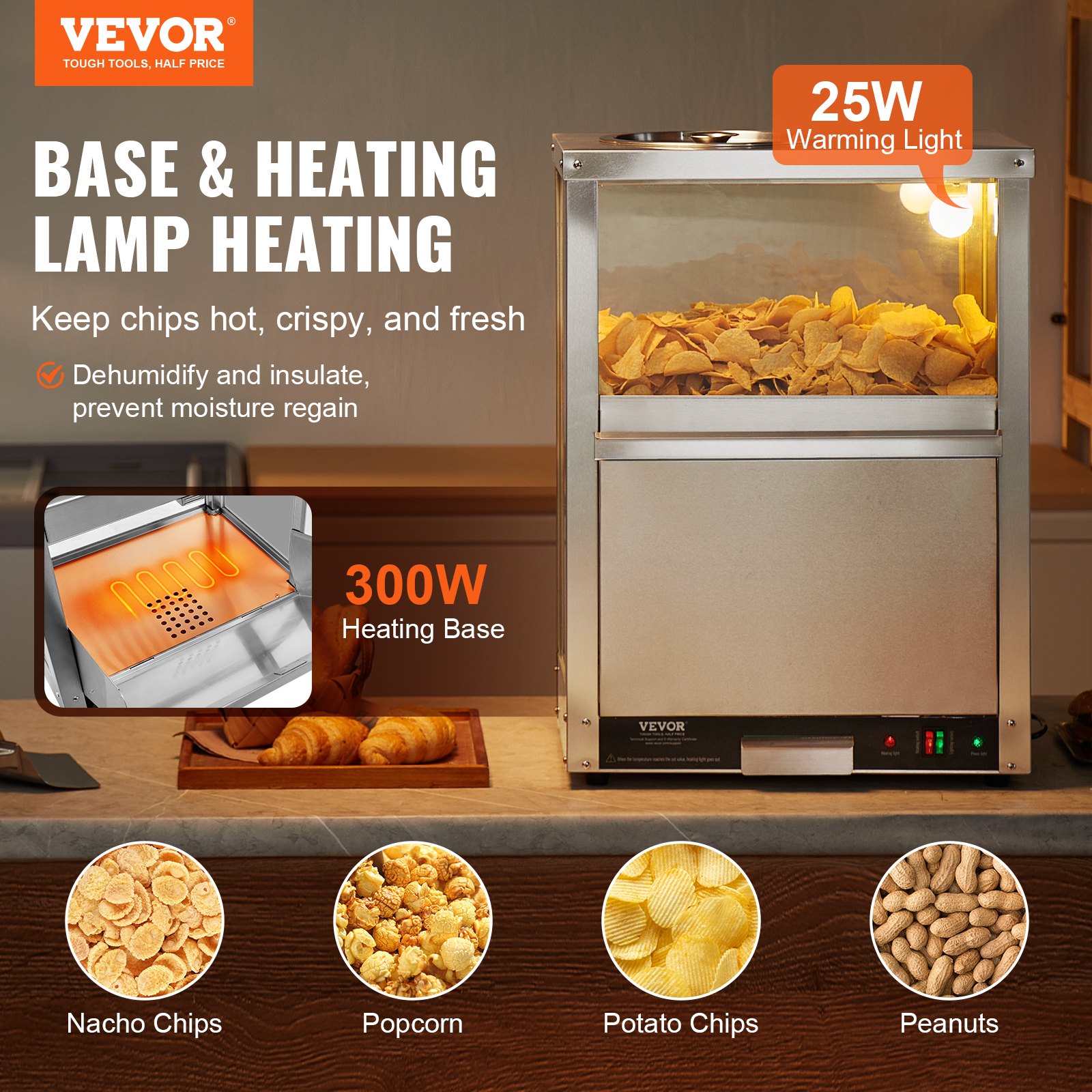 VEVOR Nacho Chip Warmer 84.5QT/80L for Nacho Chips Popcorn Peanut ...