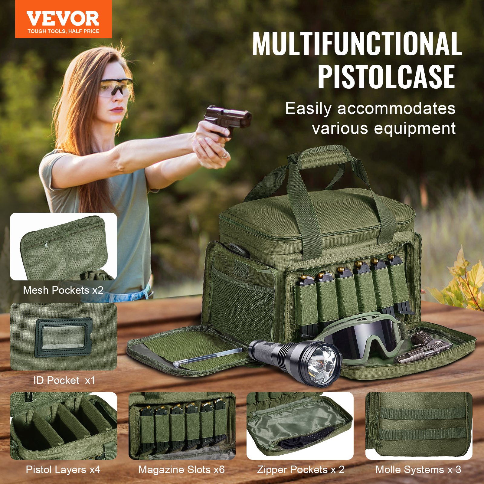 VEVOR Handgun Range Bag – Tactical Pistol Storage & Carry