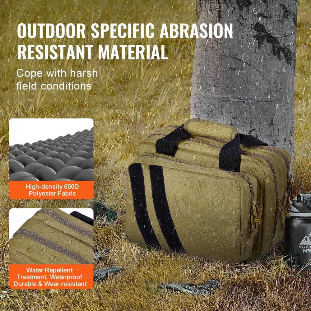 VEVOR Range Bag for 2 Pistols Tactical Gun Bag 2 Built-in Pistol Bags ...