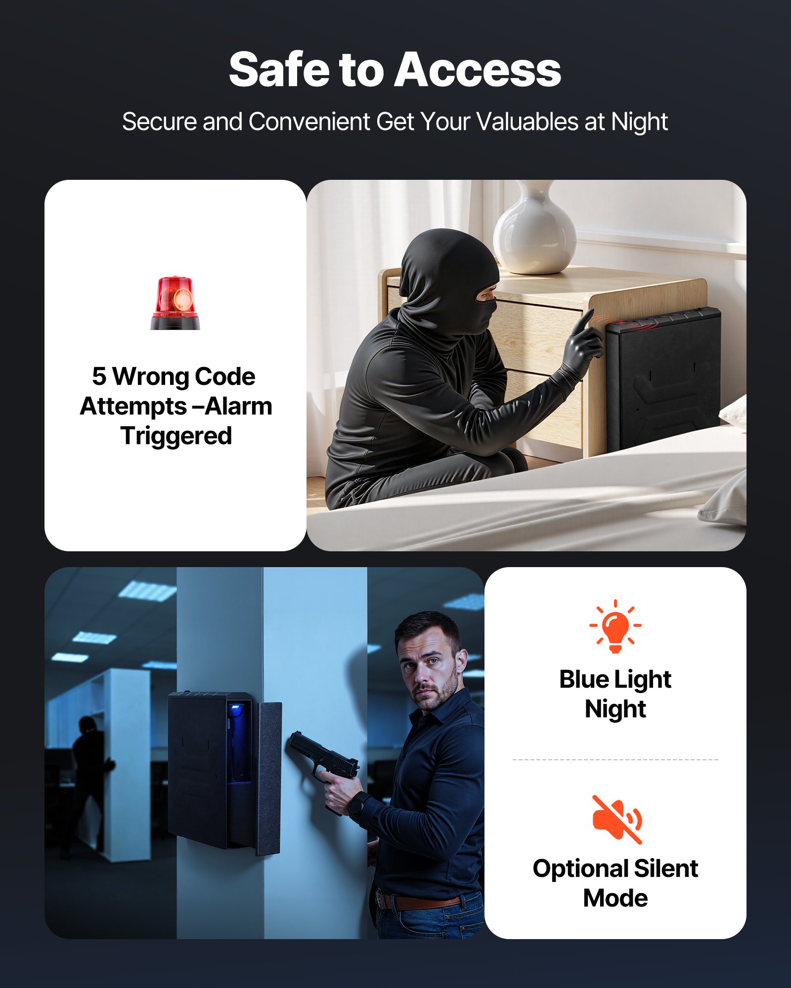 VEVOR Gun Safe, Slider Handgun Gun Safe with Fingerprint/Password/Key ...