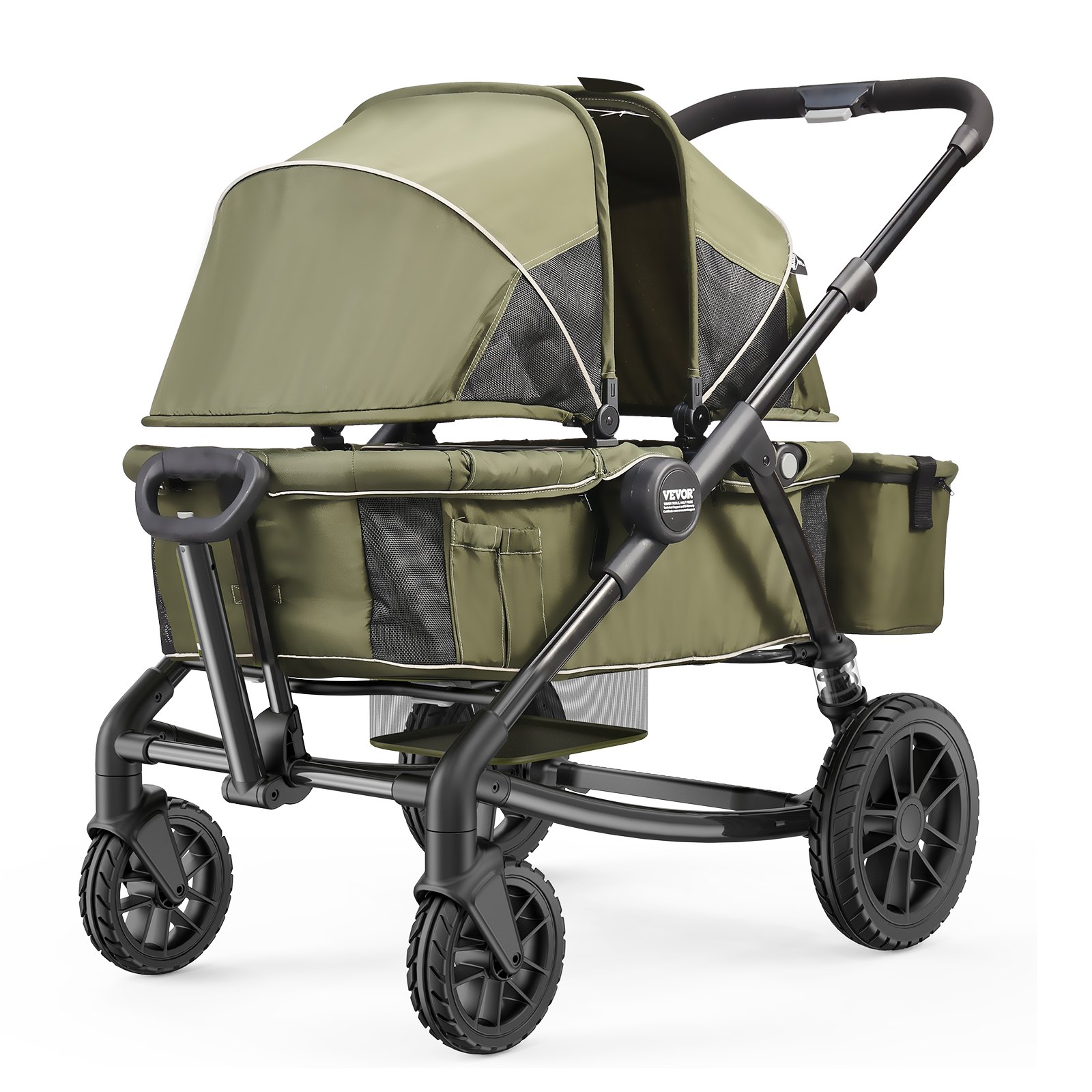 VEVOR All-Terrain Stroller Wagon, 2 Seats Foldable Expedition 2-in-1 ...