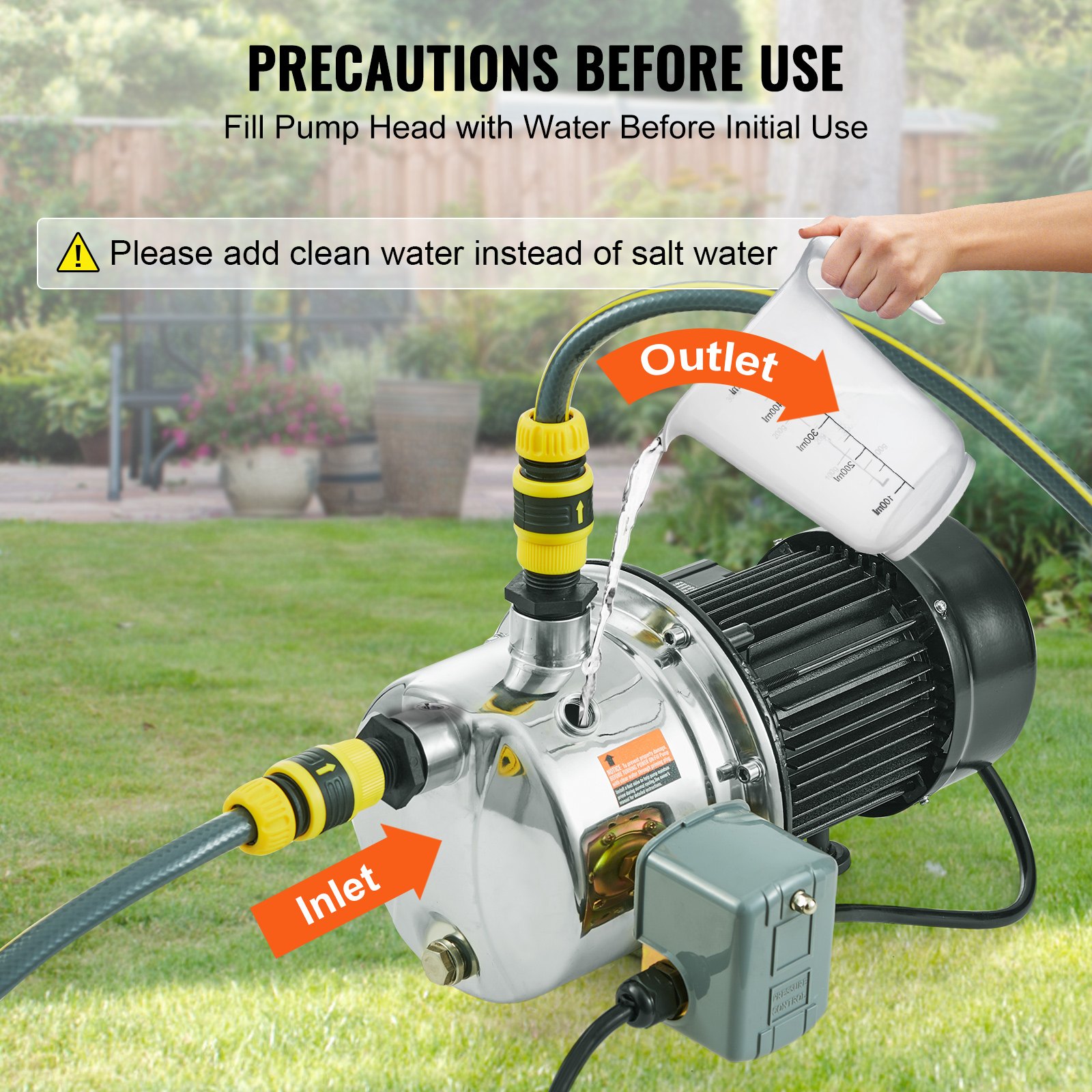 VEVOR 3/4HP SUS304 Stainless Steel Shallow Well Jet Pump, 115 Volt, 18. ...