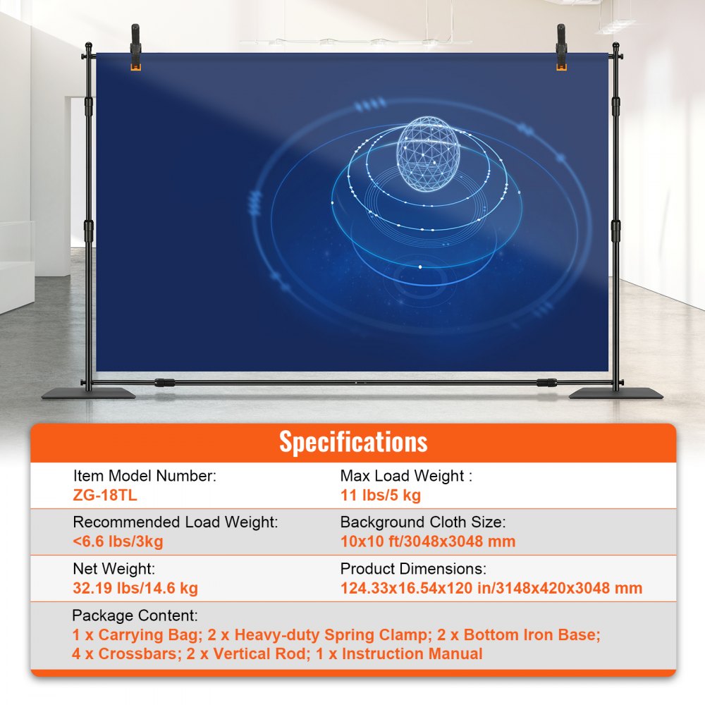 VEVOR 10ft x 10ft Pipe and Drape Kit, Heavy Duty Backdrop Stand with ...