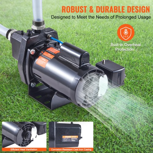 VEVOR 1.5 HP Cast Iron Sprinkler/Irrigation Pump, 115/230 Volt, 66 GPM ...