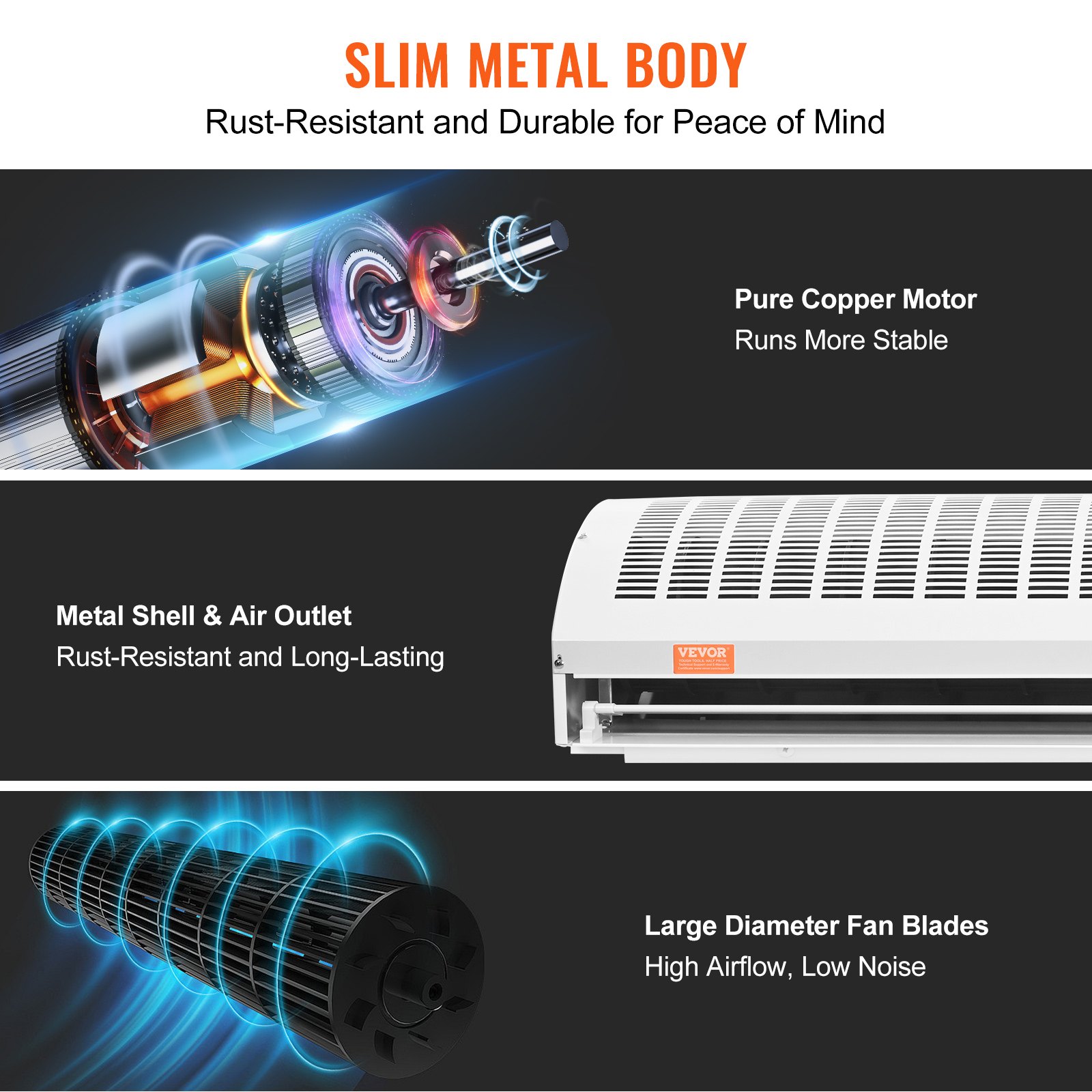 VEVOR 60" Commercial Indoor Air Curtain Super Power 2 Speeds 2100CFM ...