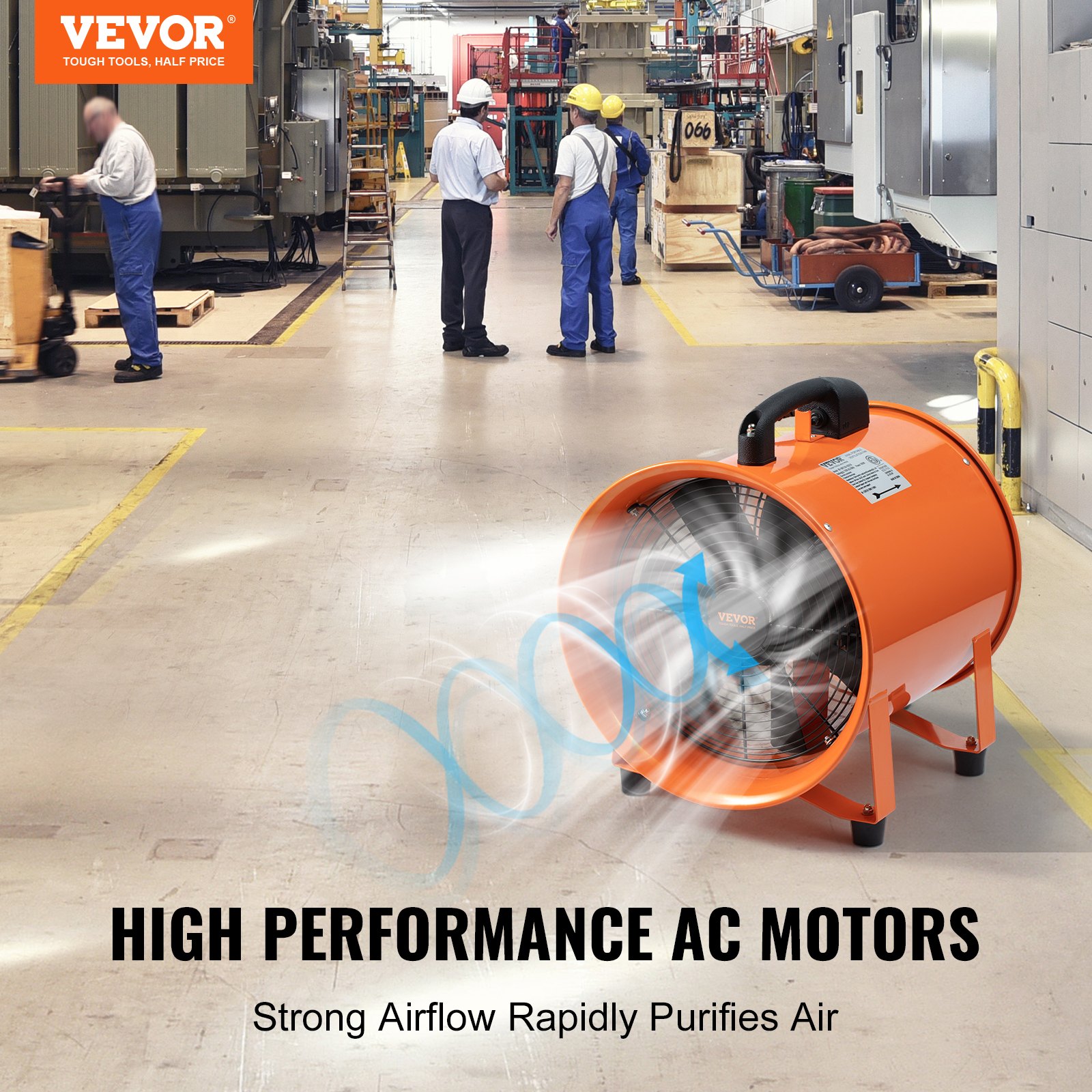 VEVOR Portable Ventilator, 12 inch Heavy Duty Cylinder Fan with 33ft ...