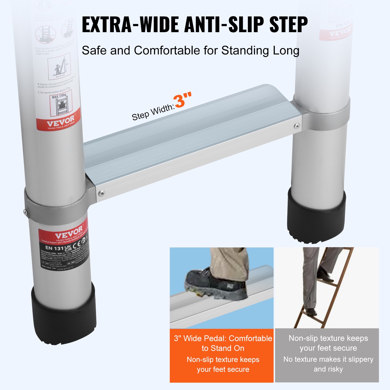 VEVOR Telescoping Ladder, 16.5FT Aluminum Lightweight Extension Ladder ...