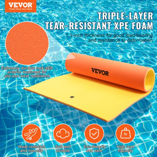 VEVOR Lily Pad Floating Mat, Large 9x6 FT Floating Water Pad, 3-Layer ...