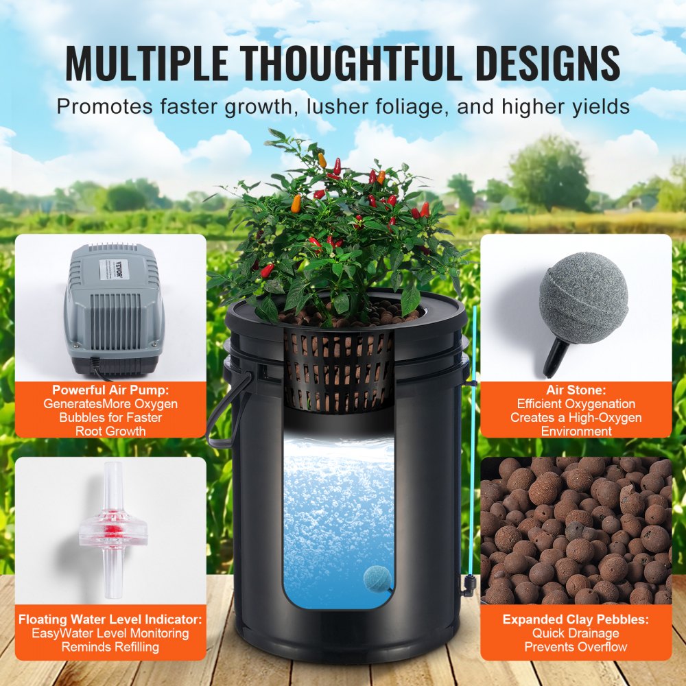 VEVOR DWC Hydroponics Grow System Deep Water Culture with Top Drip 4 ...