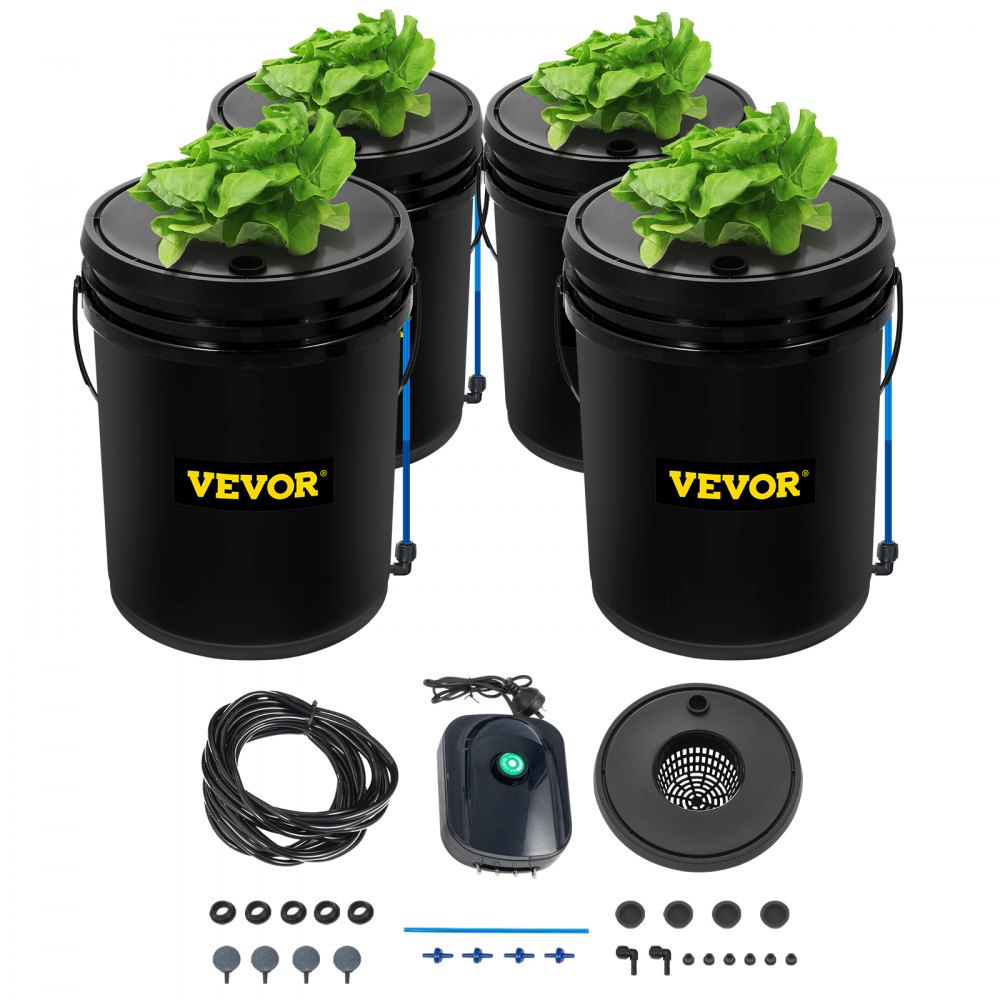 VEVOR DWC Hydroponic System, 5 Gallon 4 Buckets, Deep Water Culture ...