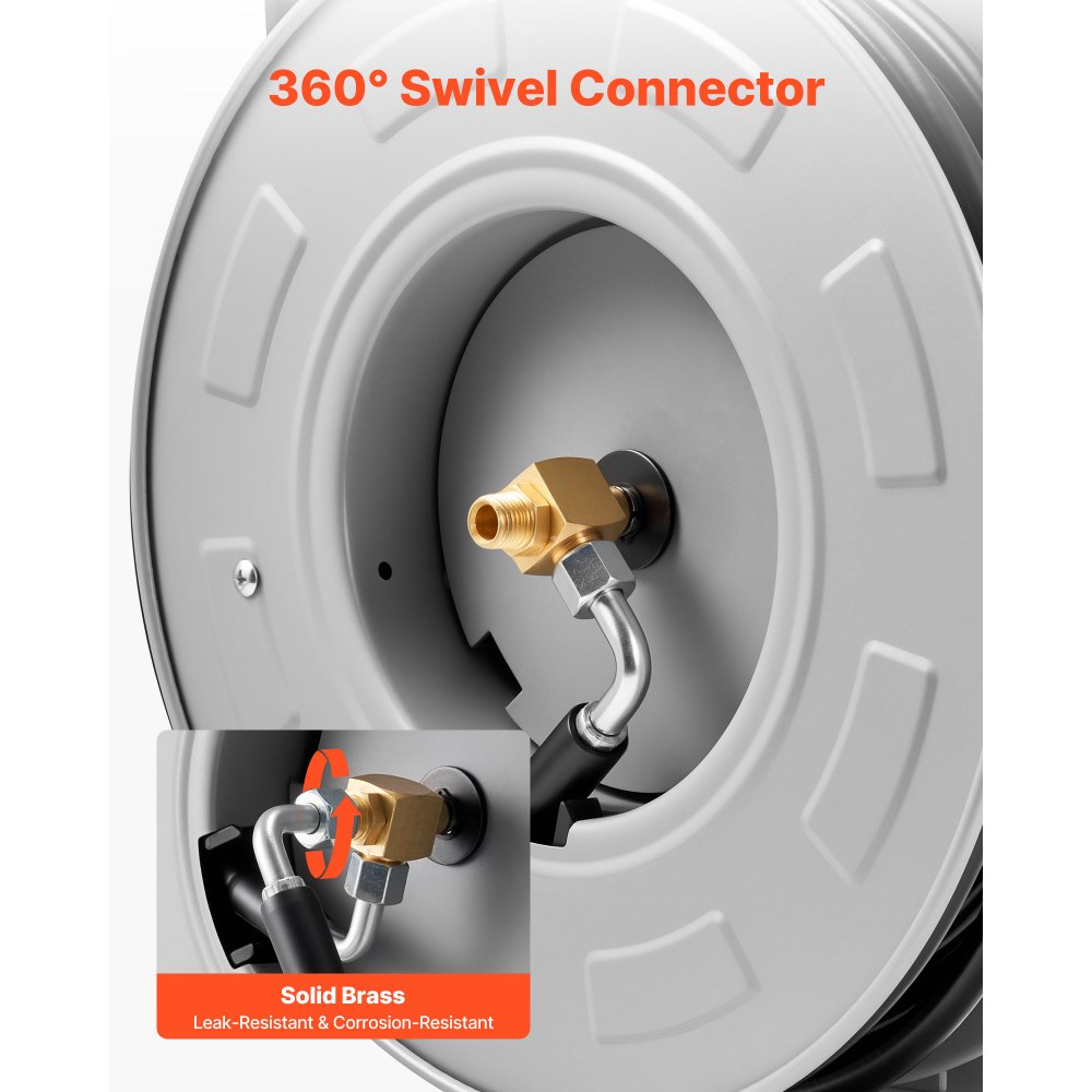 VEVOR Pressure Washer Hose Reel, 65 ft x 1/4 inch Retractable Power ...
