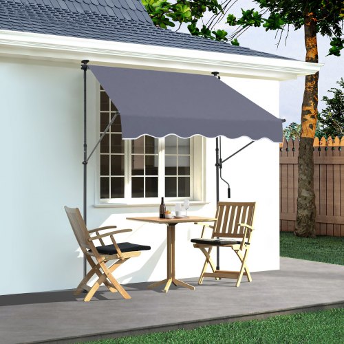 VEVOR 59 x 47" Patio Awning Retractable, Awning Sunshade Shelter with ...