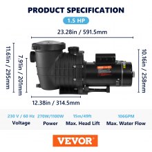 VEVOR Pool Pump - Flow In And Out Clean Water