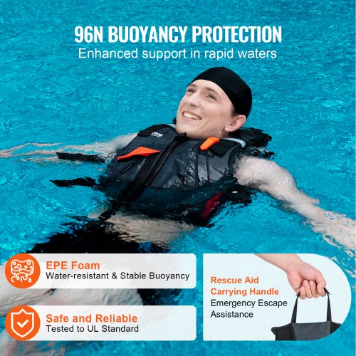 VEVOR Life Vest for Watersports (PFD), Life Jacket with Waterproof ...