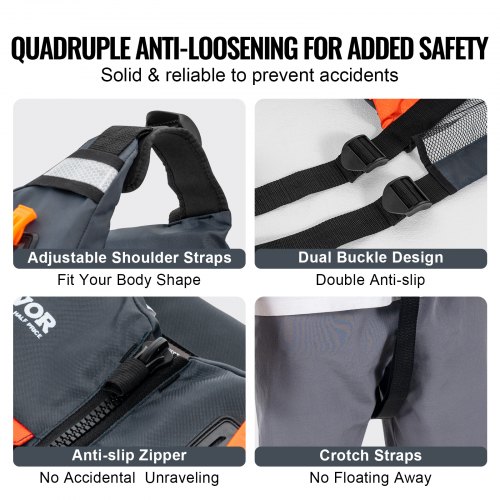 VEVOR Watersports Life Vest PFD 110N Buoyancy Life Jacket for Men ...