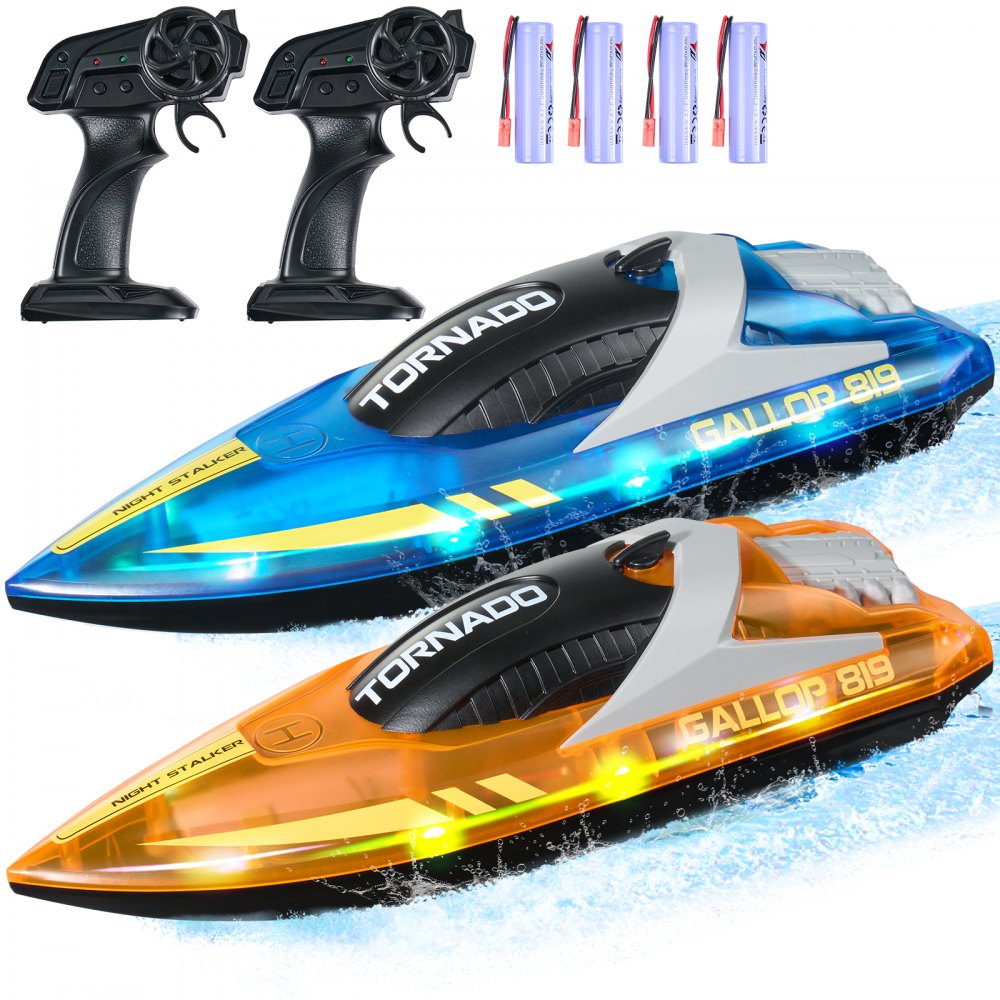 Christmas gifts! VEVOR 2 PCS RC Boat 2.4 GHz Remote Control Racing Boat ...