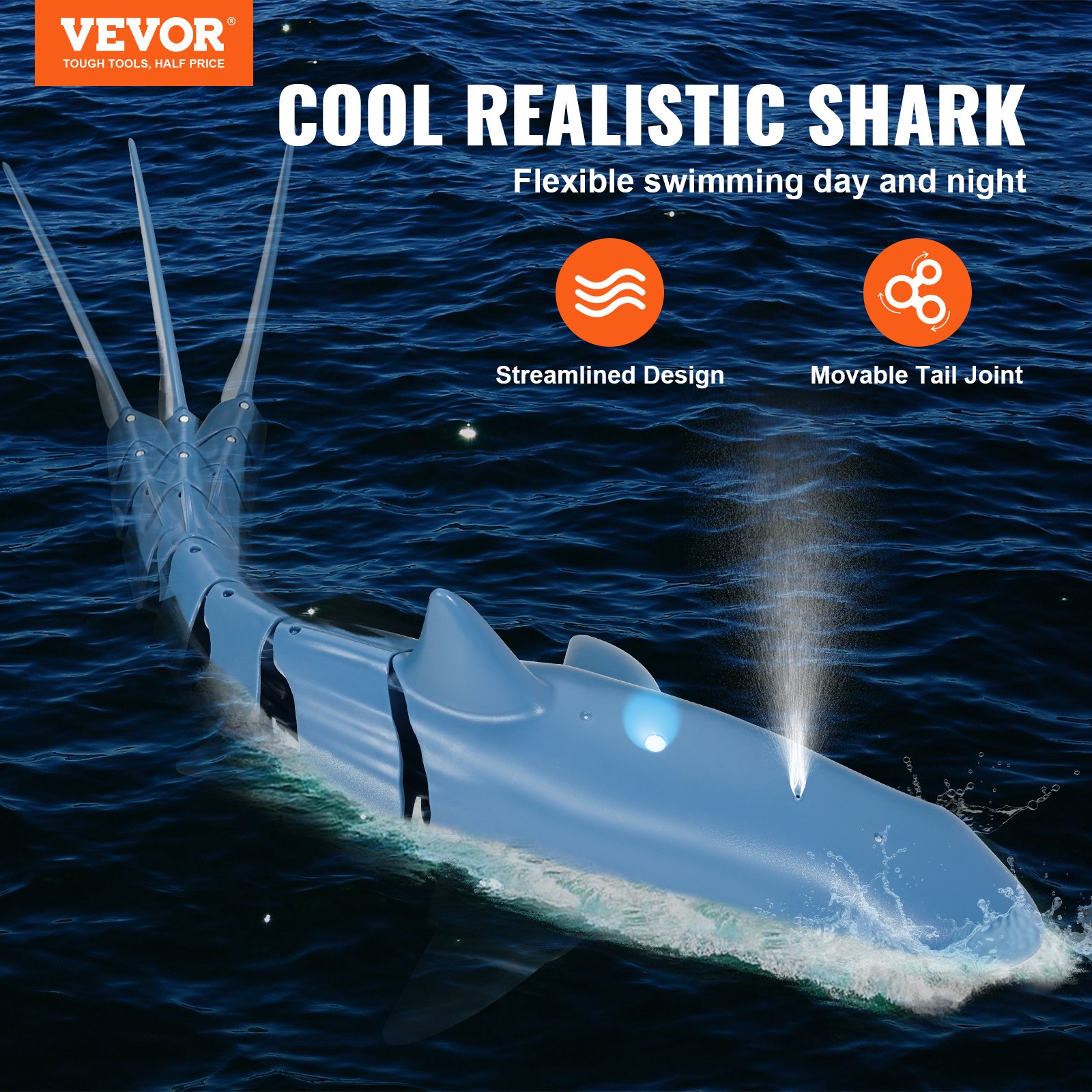 VEVOR Remote Control Shark for Pool – 2.4GHz, RC, Toy Boat